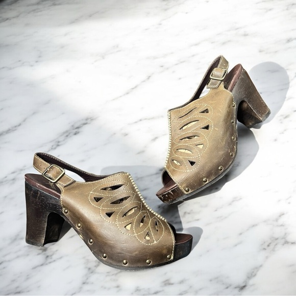 Dansko | Shoes | Dansko Rowena Brown Cutout Leather Clogs With Wood ...